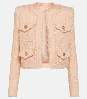 Balmain Cropped Tweed Jacket - Pink
