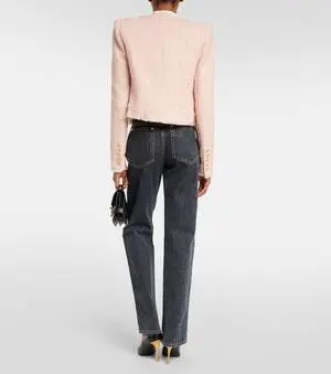Balmain Cropped Tweed Jacket - Pink