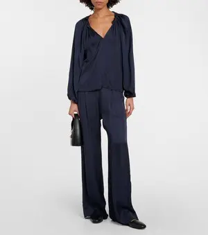 Velvet By Graham & Spencer Livi Satin Wide-leg Pants