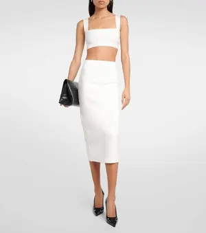 Victoria Beckham Ribbed-knit High-rise Midi Skirt