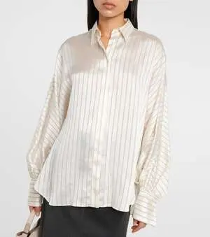 Brunello Cucinelli Striped Satin Blouse