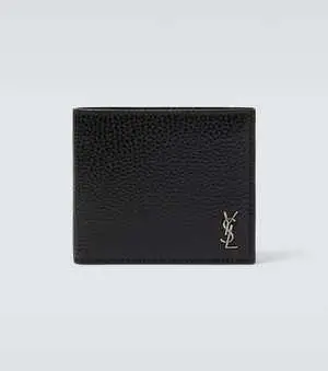Saint Laurent Tiny Cassandre East/West Leather Wallet Black