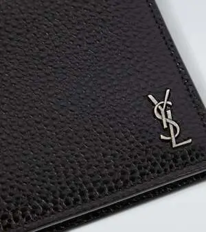 Saint Laurent Tiny Cassandre East/west Leather Wallet - Black