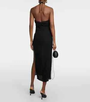 Magda Butrym Pearl-detail Halterneck Midi Dress - Black