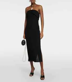 Magda Butrym Pearl-detail Halterneck Midi Dress - Black