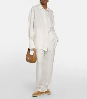 TOD'S Jute-trimmed Suede Moccasins - Brown