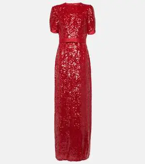 Erdem Bow-detail Sequined Maxi Dress