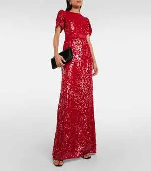 Erdem Bow-detail Sequined Maxi Dress