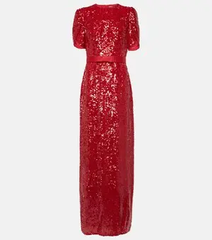 Erdem Bow-detail Sequined Maxi Dress