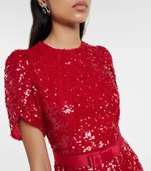 Erdem Bow-detail Sequined Maxi Dress