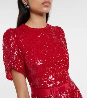 Erdem Bow-detail Sequined Maxi Dress