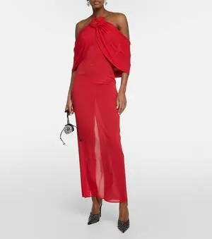 Magda Butrym Floral Silk Blend Gown - Red