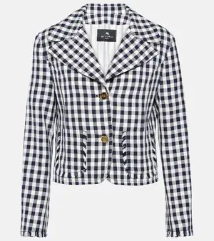 Etro Gingham Cropped Blazer - Black