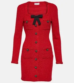 SELF-PORTRAIT Bow-detail Knitted Minidress