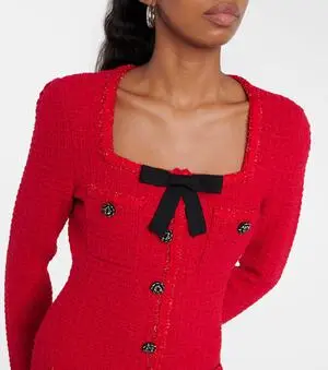 SELF-PORTRAIT Bow-detail Knitted Minidress