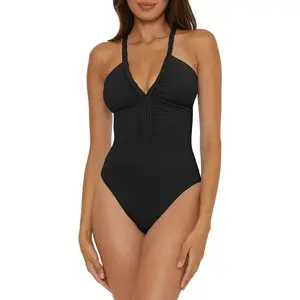 SOLUNA Braid Trim One-Piece Swimsuit Black