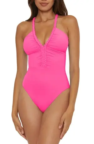 SOLUNA Braid Trim One-Piece Swimsuit Daiquiri