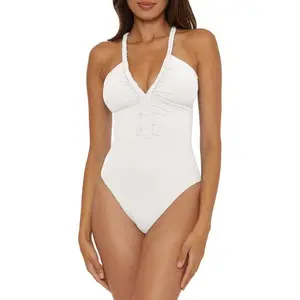 SOLUNA Braid Trim One-piece Swimsuit - White