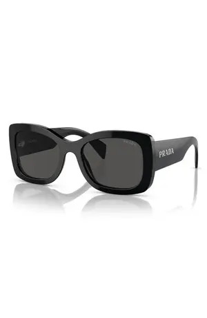 Prada 56mm Oval Sunglasses - Black