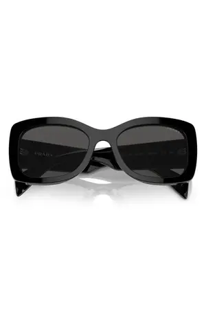 Prada 56mm Oval Sunglasses - Black