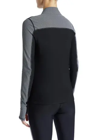 Bandier Pro Fleece Quarter Zip Top - Black/white Herringbone