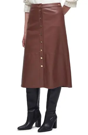 Barbour Alberta Faux Leather Midi Skirt