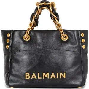 Balmain Small 1945 Soft Crinkle Leather Tote