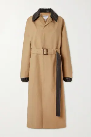 Bottega Veneta Leather-trimmed Trench Coat - Neutrals