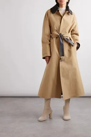 Bottega Veneta Leather-trimmed Trench Coat - Neutrals