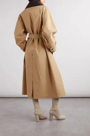 Bottega Veneta Leather-trimmed Trench Coat - Neutrals