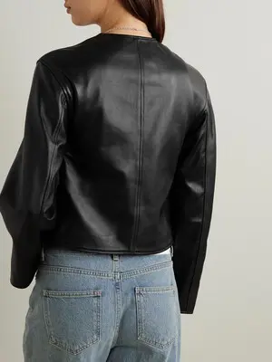 Loulou De Saison Net Sustain Brize Cropped Leather Jacket