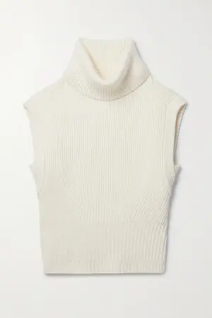 Simkhai Maple Ribbed Wool And Cashmere-blend Turtleneck Top
