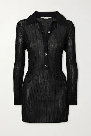 Stella McCartney Metallic Ribbed Lurex Polo Top