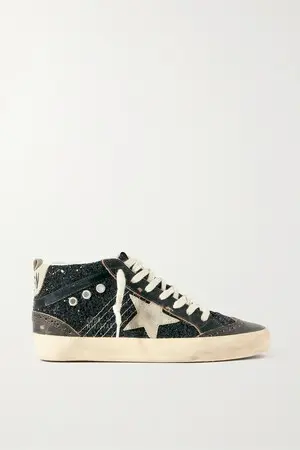 GOLDEN GOOSE Mid Star Distressed Sneakers - Black