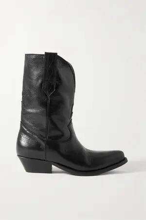 GOLDEN GOOSE Low Wish Star Textured-leather Cowboy Boots