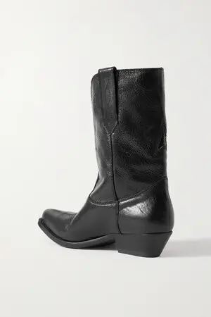 GOLDEN GOOSE Low Wish Star Textured-leather Cowboy Boots
