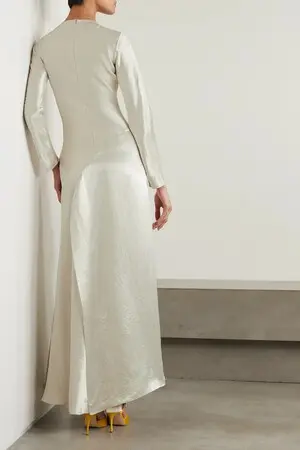 ABADIA Yara Hammered-satin Gown - Silver
