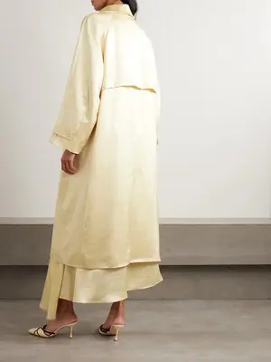 ABADIA Double-breasted Satin-twill Trench Coat