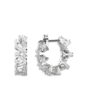 SWAROVSKI Matrix Triangle Cut Small Hoop Earrings - Silver