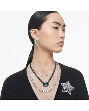SWAROVSKI Matrix Triangle Cut Small Hoop Earrings - Silver