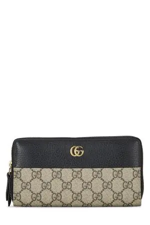 Gucci Gg Supreme Canvas Zip Around Wallet - Beige