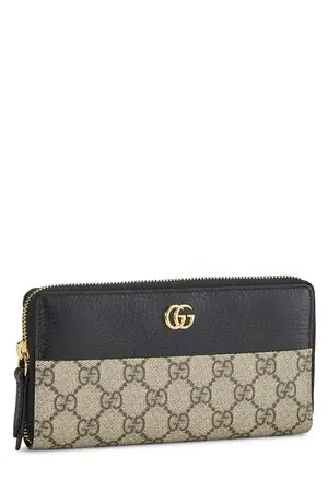 Gucci Gg Supreme Canvas Zip Around Wallet - Beige