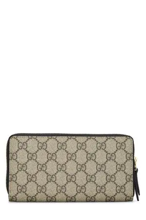 Gucci Gg Supreme Canvas Zip Around Wallet - Beige
