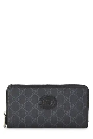 Gucci Gg Supreme Canvas Zip Around Wallet - Black