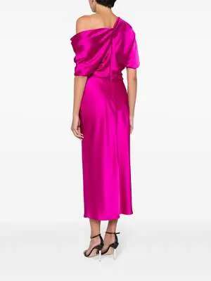 Amsale Off-shoulder Draped Midi Dress - Purple
