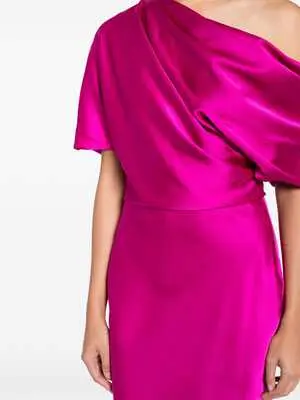 Amsale Off-shoulder Draped Midi Dress - Purple