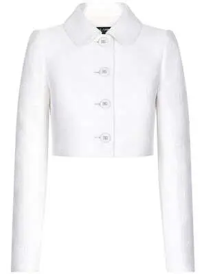 Dolce & Gabbana Monogram Jacquard Cropped Jacket - White