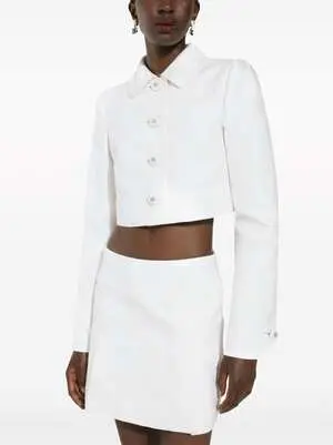Dolce & Gabbana Monogram Jacquard Cropped Jacket - White