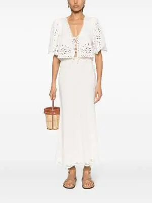 Rixo Crystal Lace-trim Midi Skirt