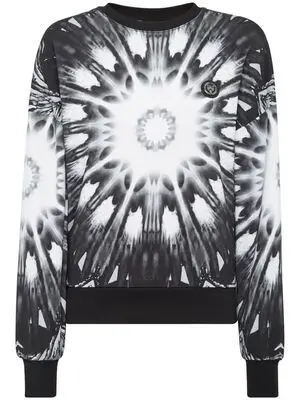PLEIN SPORT Kaleidoscopic-print Cropped Sweatshirt - Black